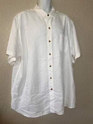Caribbean Men's Button-up Short Sleeve Size 2XB White Raised Design ...