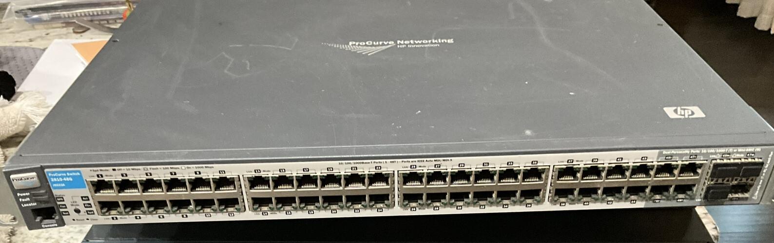 ProCurve Switch 2810-48G J9022A (J9022-6001) w/ bracket Attached Free ...