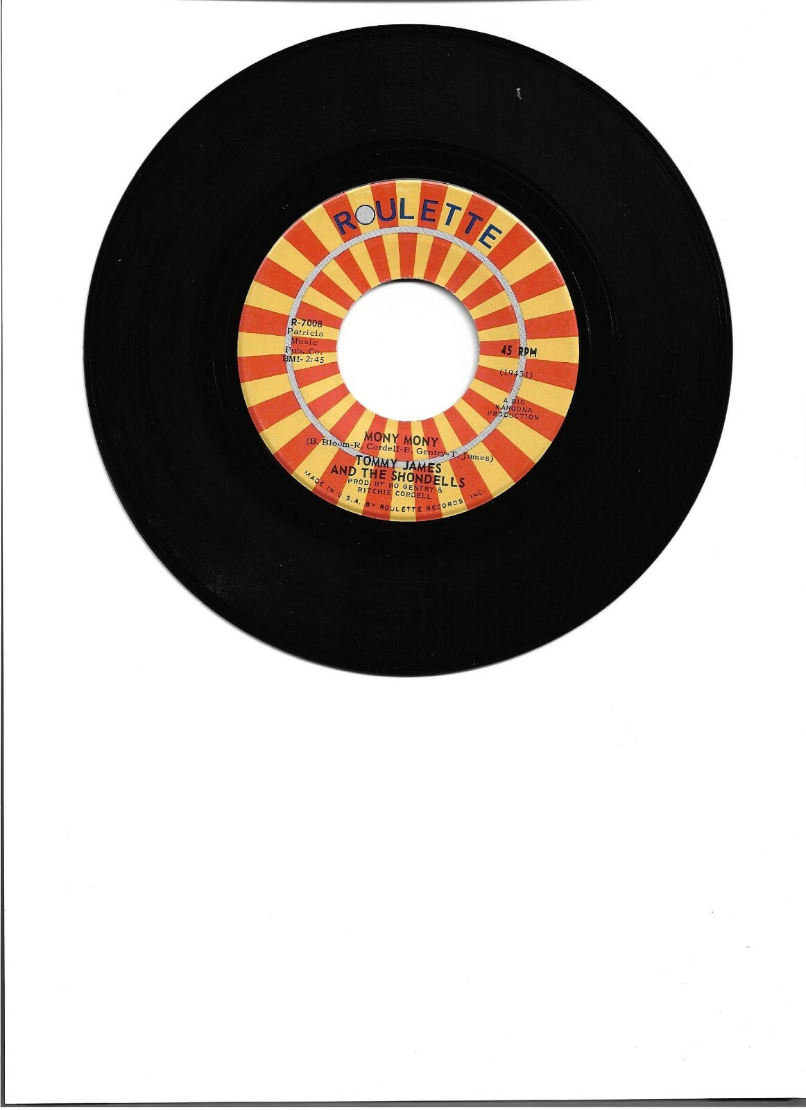 1968 TOMMY JAMES "MONY MONY" 45 rpm 7" | eBay