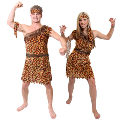 CAVE DWELLER COSTUME UNISEX PREHISTORIC CAVEMAN OUTFIT STONE AGE FANCY ...