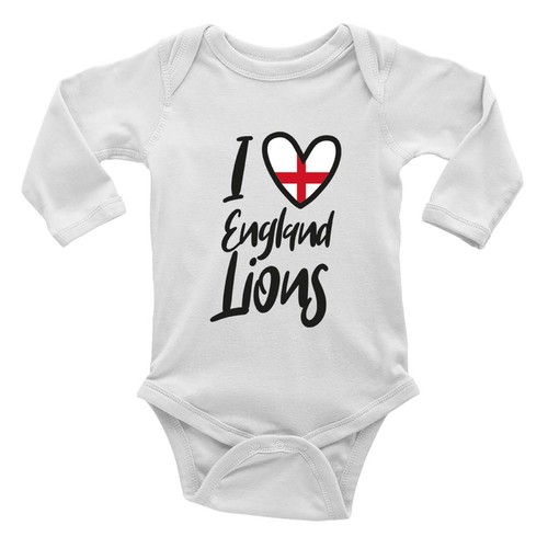 I Love England Lions Football Baby Grow L-Sleeve Vest Bodysuit Boys ...