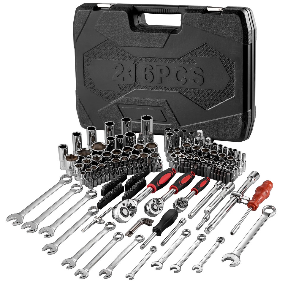 Professional 216 Pcs Socket Set 1/2" 3/8" 1/4" Ratchet Spanners Large ...