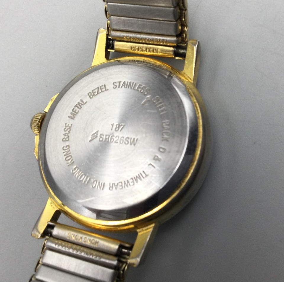 Vtg Sasson Watch Women 26mm Gold Tone Blue Rivoli Dial Stretch Band New ...