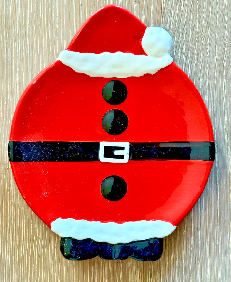 MUD PIE Santa suit app/cheese plate with spreader & lunch napkins. 3 pc ...