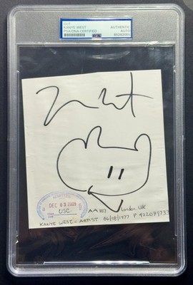 Kanye West Ye Cut Signature Drawing Sketch PSA/DNA Certified Dated from ...