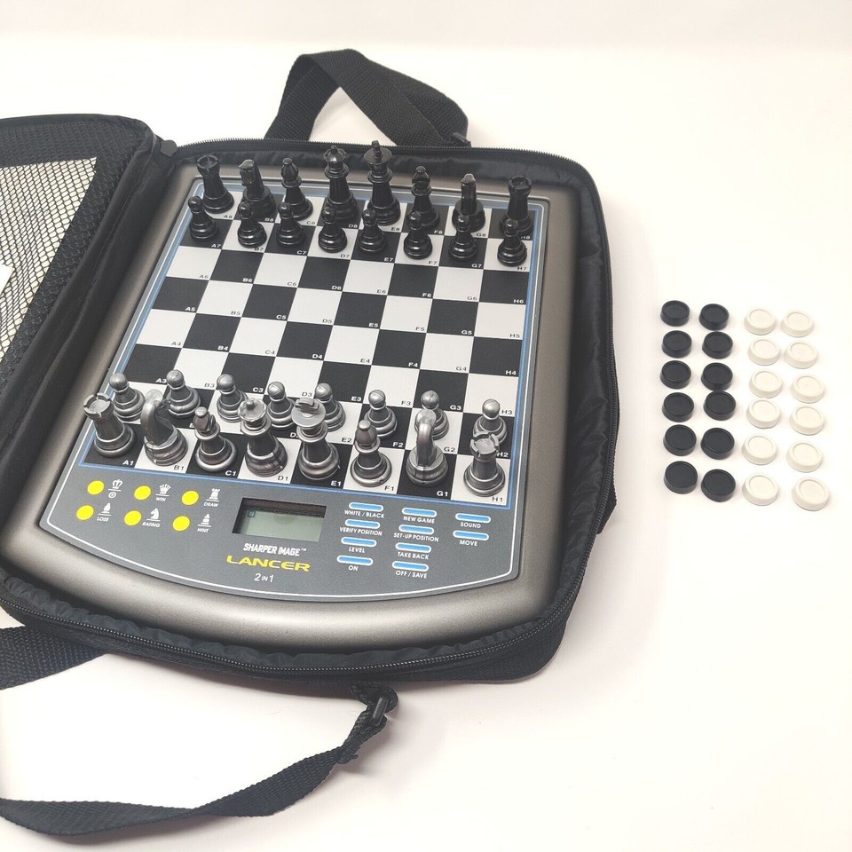 Sharper Image Lancer 2 in 1 Electronic Computer Chess Checkers Game ...