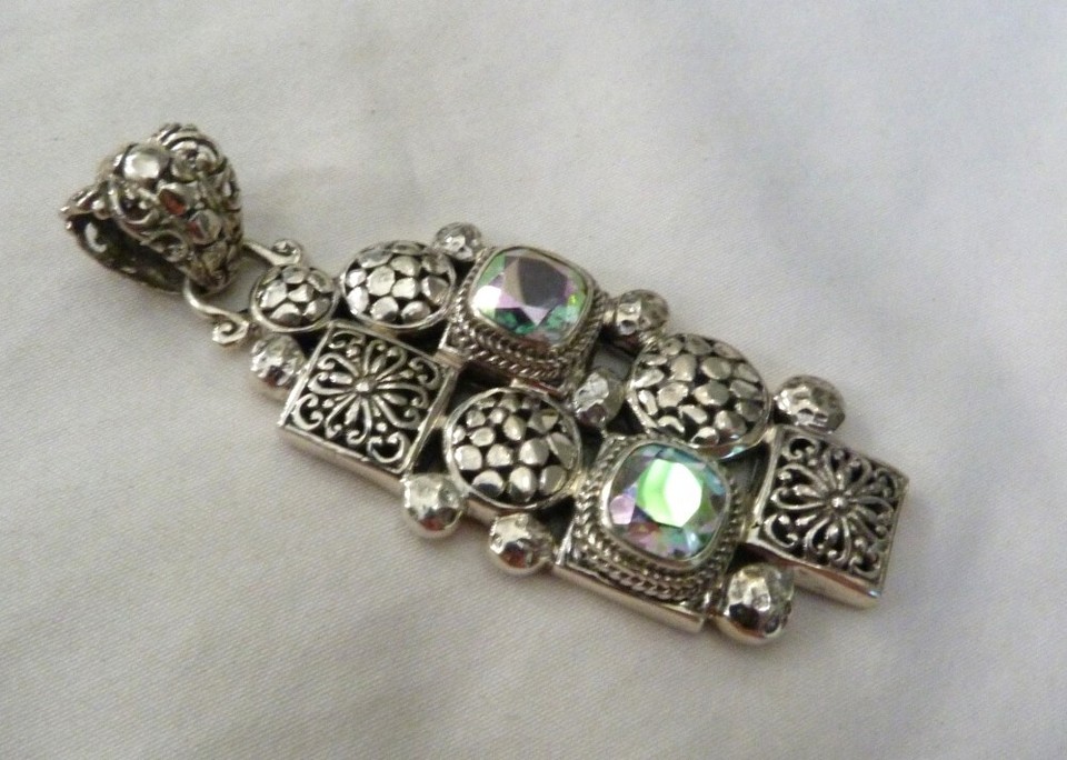 SARDA STERLING SILVER SHIMMERING MYSTIC TOPAZ ORNATE DOTS MEDALLIONS ...