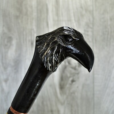 Cane Walking Stick Wooden carved Handmade - Crow | eBay
