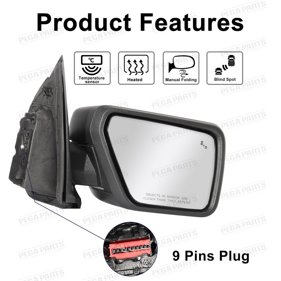 Right Passenger Side Door Mirror For 2021-24 Ford F-150 Temp Sensor ...
