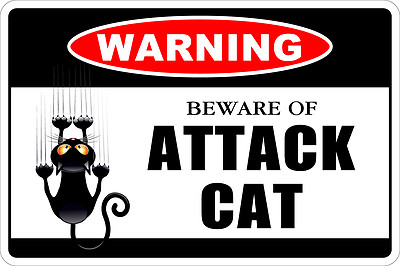 *Aluminum* Warning Beware Of Attack Cat 8"x12" Metal Novelty Sign NS ...