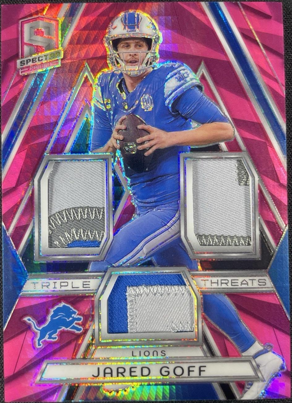 2024 Panini Spectra - Triple Threats Jared Goff #TT-8 Neon Pink Prizm ...