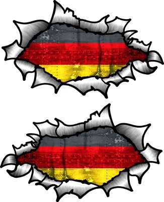 Small Pair Oval Ripped Torn Metal & Germany German Country Flag car ...