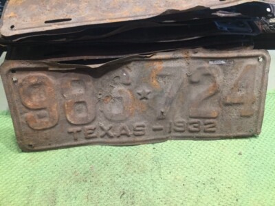 1932 ORIGINAL RAT ROD PATINA CONDITION TEXAS LICENSE PLATE 986 724 ...