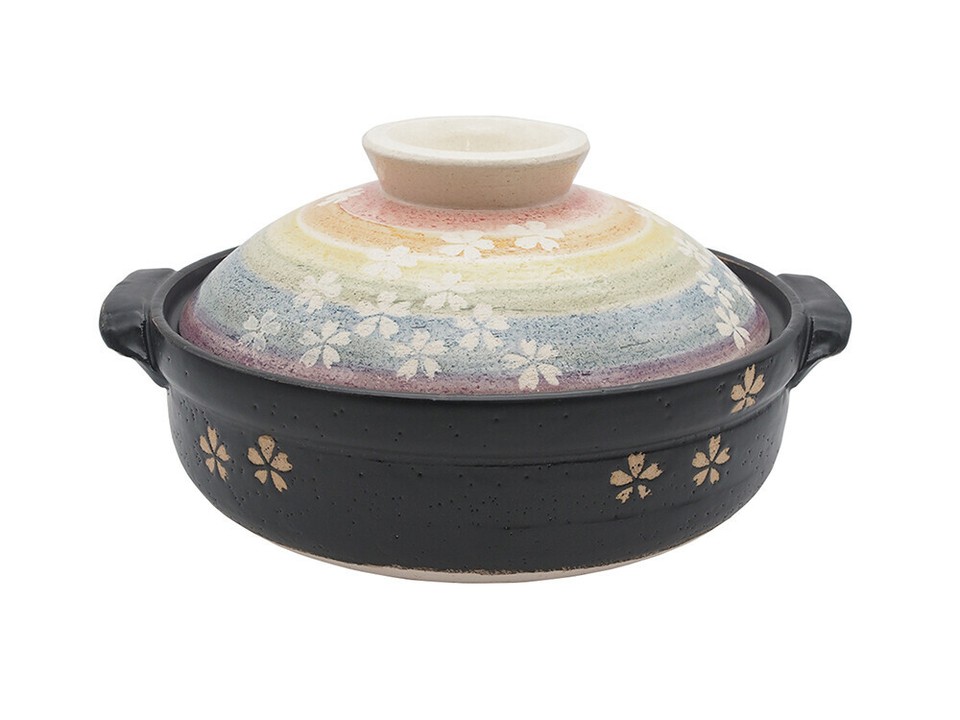 Sukiyaki Japanese Pot Donabe Earthenware Nabe Sakura Cherry Blossom ...