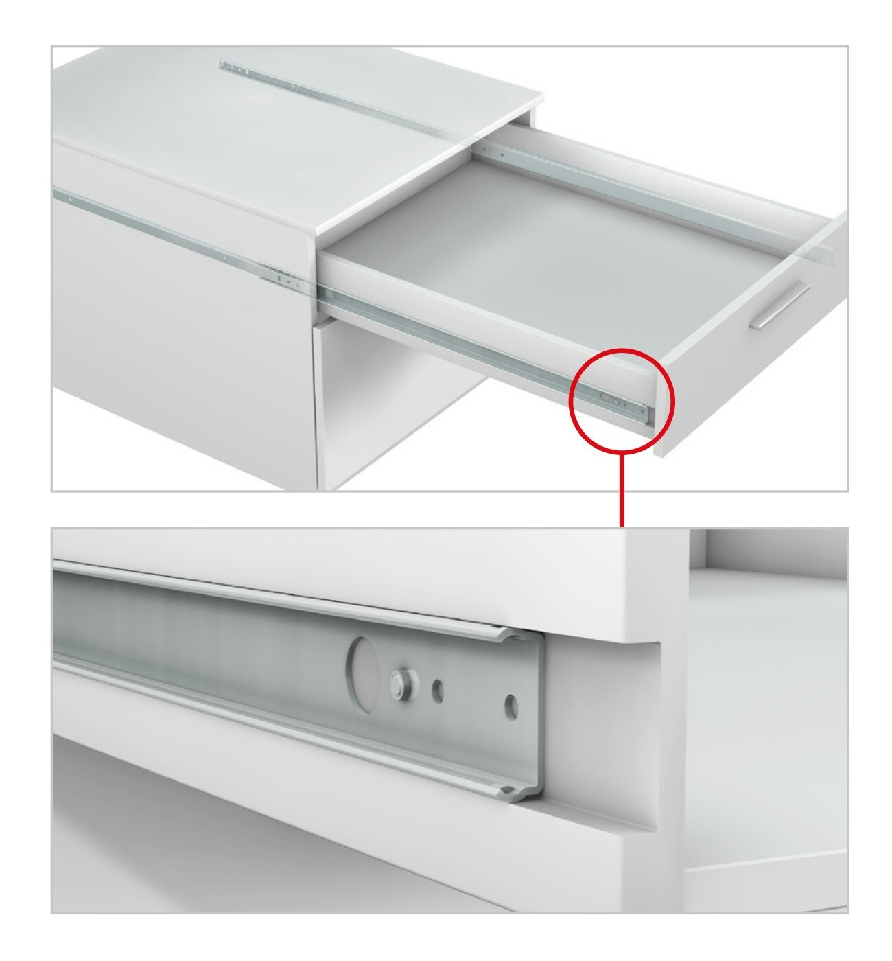Ball Bearing Cabinet Unit Drawer Runner Pr 500 mm Draw Depth for 27 mm ...