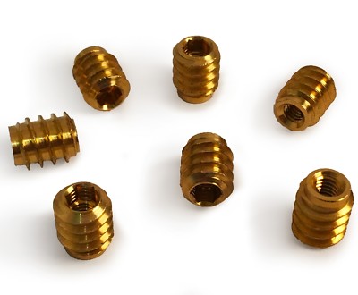 M4 x 10mm Unheaded Hex Drive Solid Brass Screw Threaded Wood Inserts ...