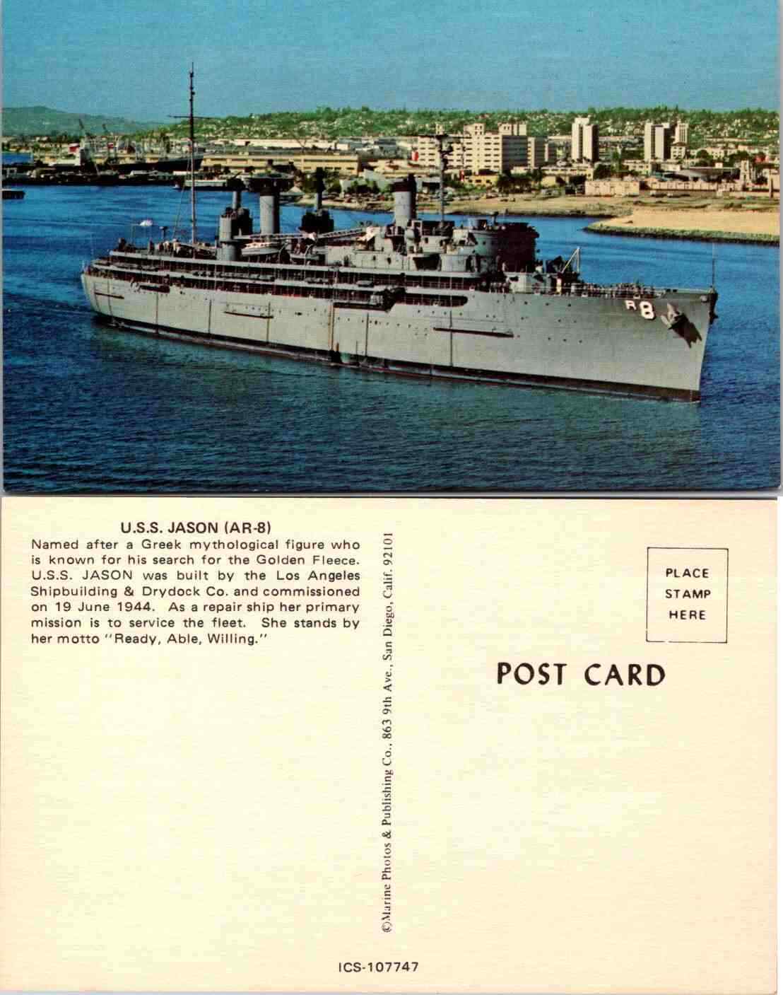 Postcard - USS Jason AR-8 postcard US Navy Repair Ship | eBay
