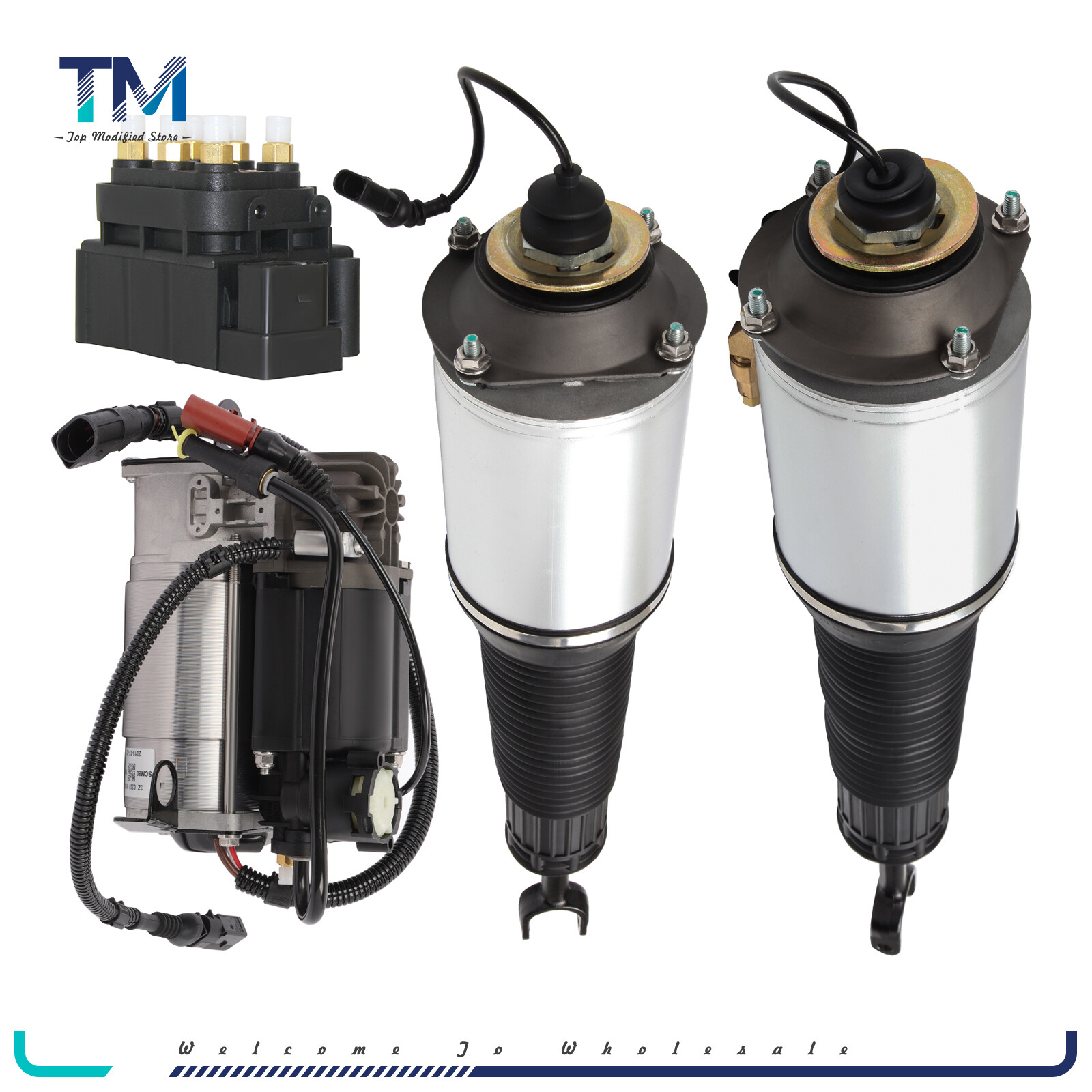 Front Air Suspension Shock Struts Compressor Pump & Valve Block For ...