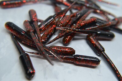JASONS CRAPPIE STINGER 2" 30 PACK GRUBS CRAPPIE LURES JIGS BLACK & RED ...