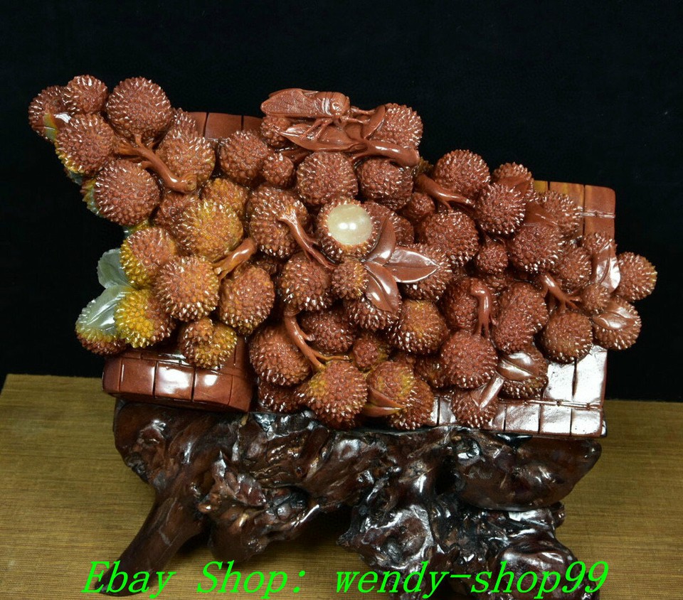 Collect Old China Natural Shoushan Stone Carved Fruit lychee lychee ...