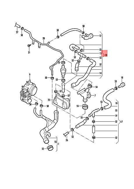 2012-2019 VW Beetle Cabrio Cabriolet Coolant Hose Junction Piece ...