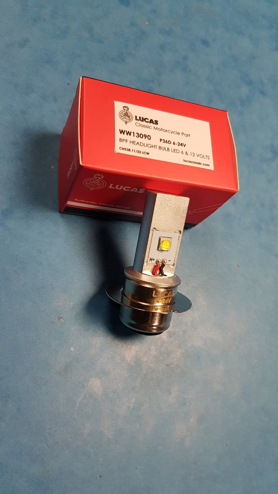 LUCAS BFP LED HEADLIGHT BULB 6 AND 12 VOLT P36D 1950-79 BSA TRIUMPH ...