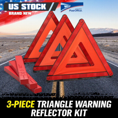 Emergency Warning Triangle DOT Approved Reflective Safety Roadside Kit ...