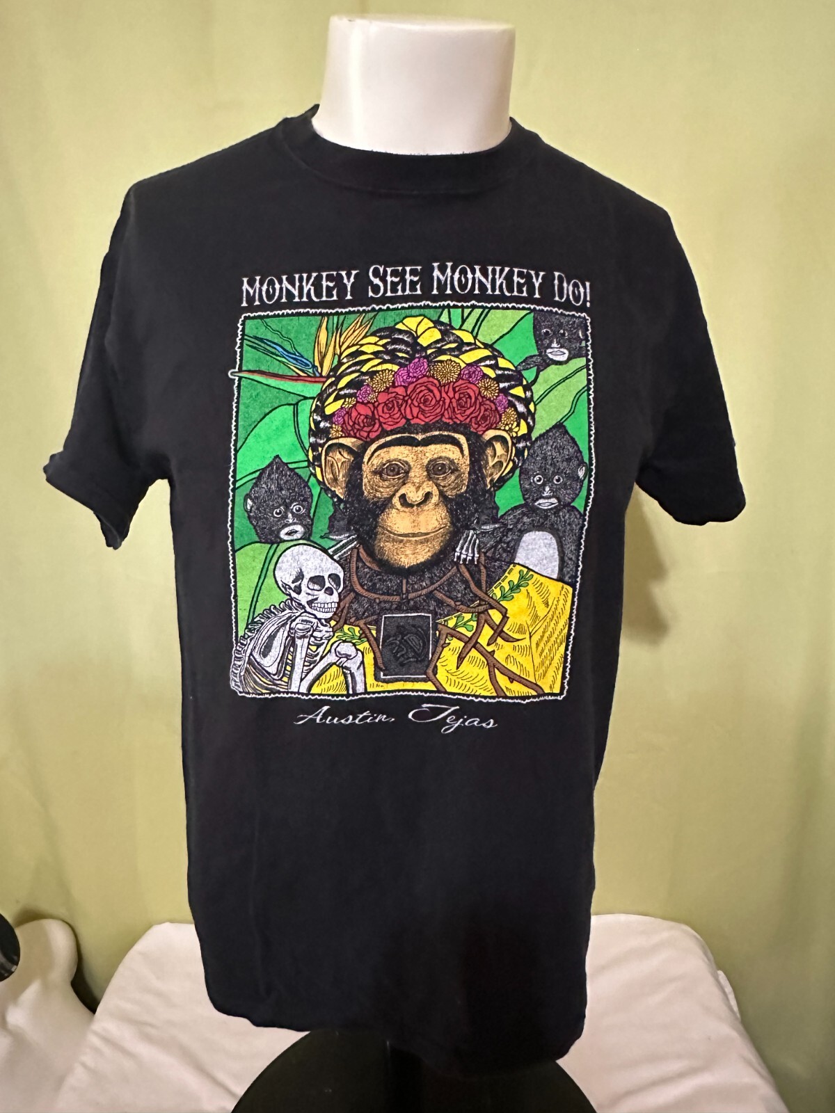 Austin Tejas Monkey See Monkey Do Men's Black T Shirt… - Gem