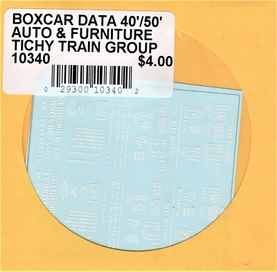 HO Scale Tichy Train 10340 White 40' and 50' Boxcar Data Decal Set | eBay