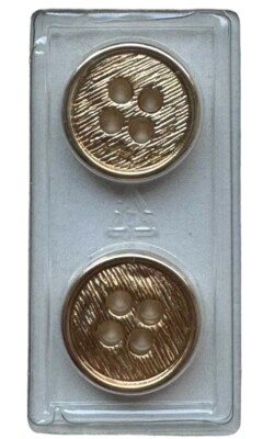 Buttons 24K Gold Plated Round Textured 4-Hole 2-Pack 3/4" 20MM Vtg Dill ...