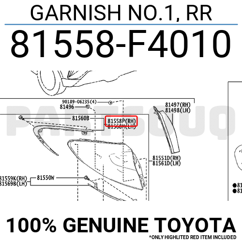 81558F4010 Genuine Toyota GARNISH NO.1, RR 81558-F4010 | eBay