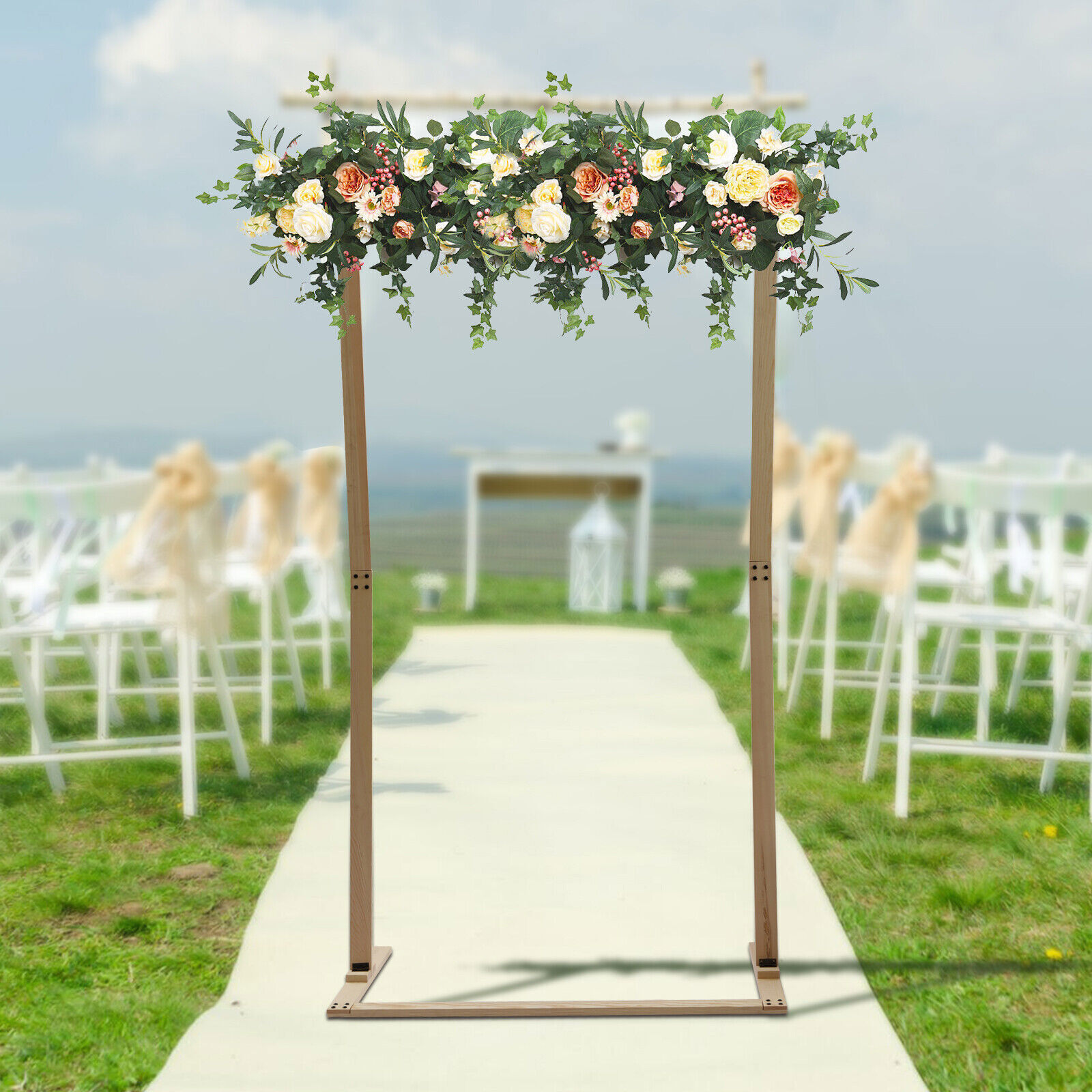 7FT Square Wedding Arch Wooden Backdrop Stand Wedding Ceremony Arch ...