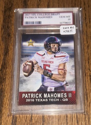 🔥PATRICK MAHOMES 2017 Rookie Card COLLEGE TEXAS TECH NFL Draft #Graded ...