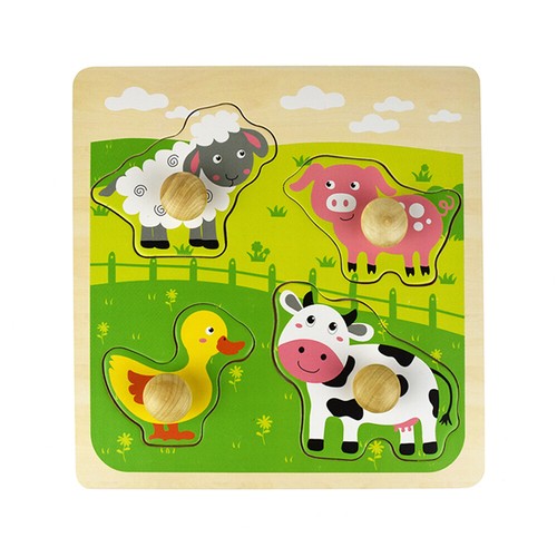 Kaper Kidz Farm Animal Large Peg Wooden Puzzle Educational Game Toy ...