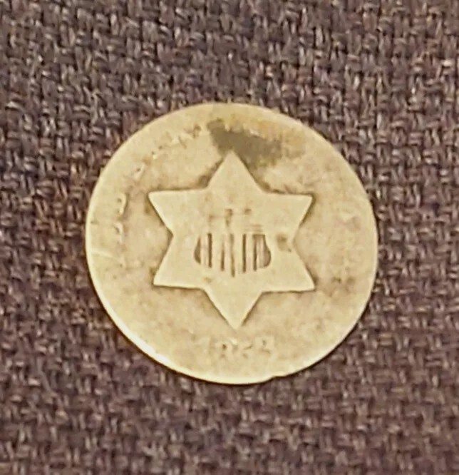 RARE USA "1853 TRIME/3 CENTS" SILVER (.750) COIN-AS FOUND - WORN-DATE ...