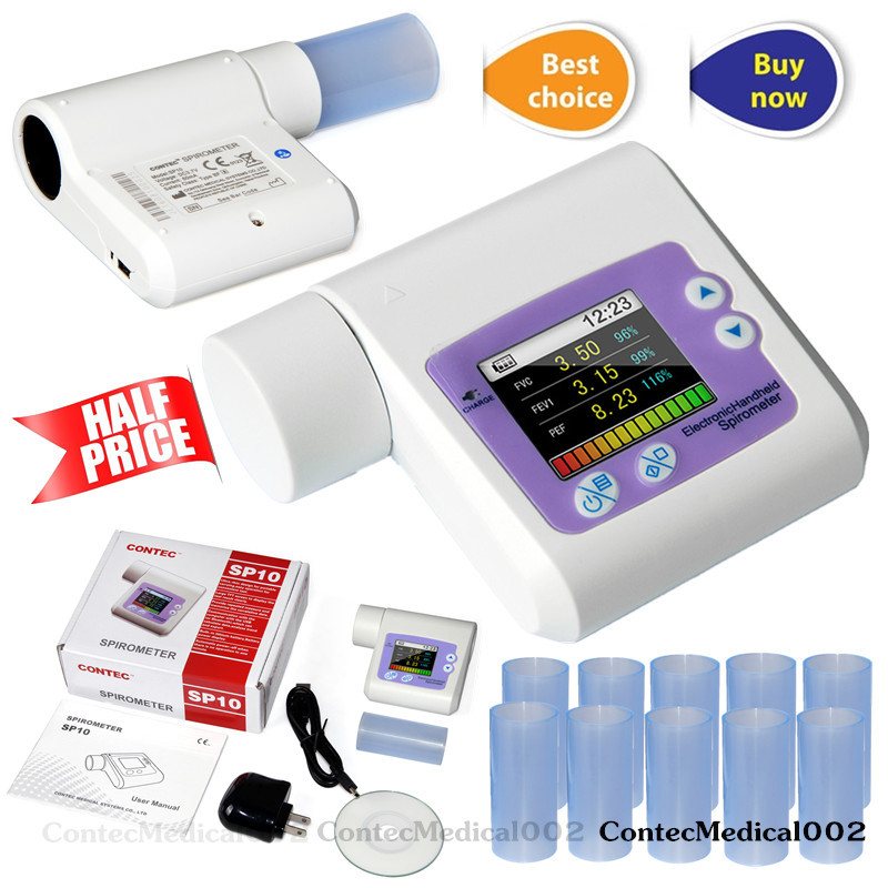 SP10 Digital Spirometer Lung Breathing Diagnostic Device Spirometry+PC ...