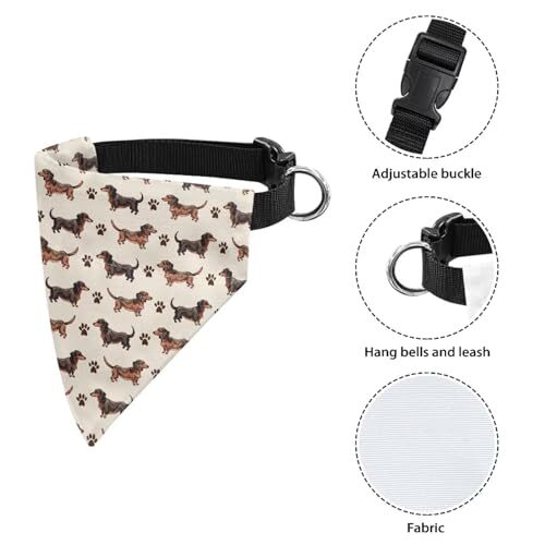 Dachshund Print Dogs Cats Kerchief Bibs Paw Print Dog Bandana Collar ...