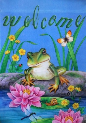 Lillypad Frog Garden Flag by Toland, 12.5" x 18", #9121, Welcome | eBay