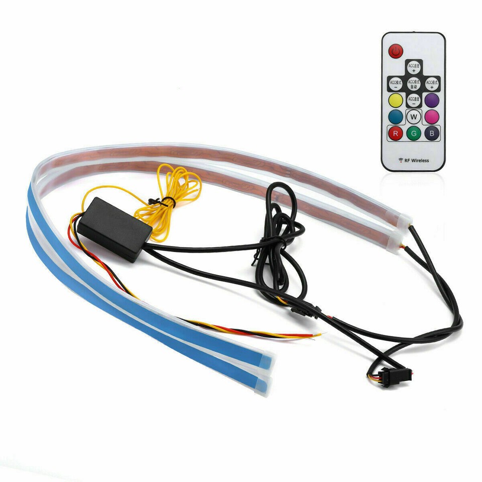 2x LED 60cm Light Sequential Flexible Turn Signal Strip For Car Motors ...