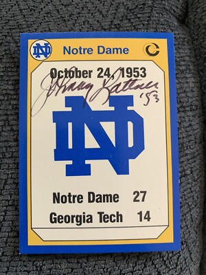 Johnny Lattner Signed Trading Card Autographed Notre Dame Irish Legend ...