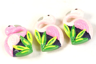 Pink Flamingo Hand Painted Button Charms, Flamingo Button Covers ...