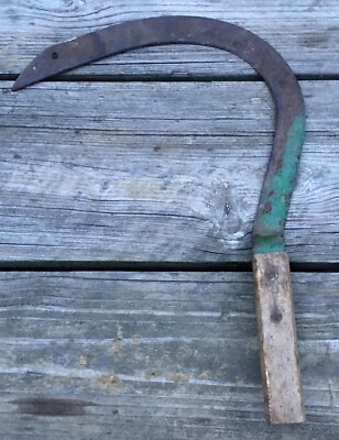 Hand Sickle Tool Green vintage weed scythe cutter swing blade reaper | eBay