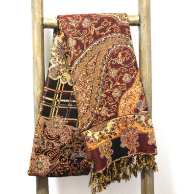 Golden Bohemian Shawl Batik Henna print Shawl Beach Shawl Boho Shawl ...