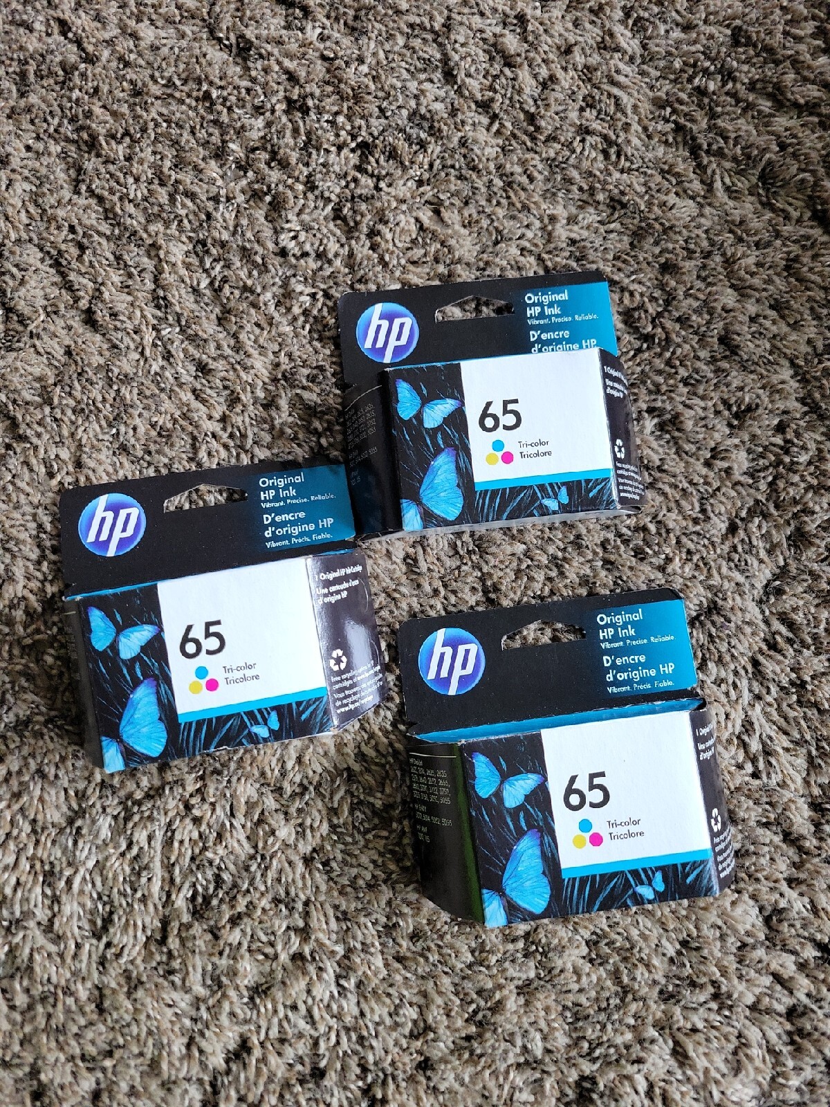 Lot Of 3 HP #65 Color Ink Cartridge 65 N9K01AN NEW GENUINE OEM exp 6/22 ...