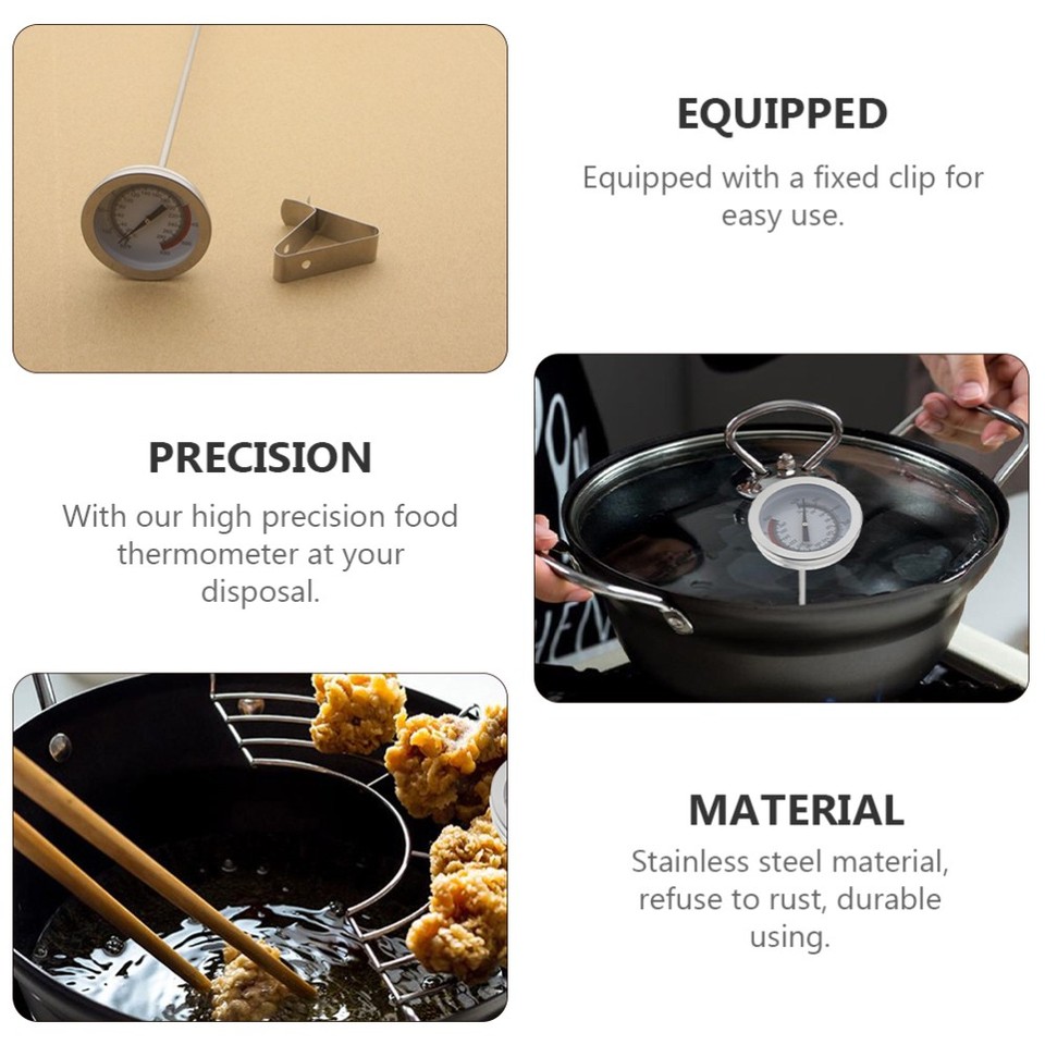 2 Sets Stainless Steel Oil Temperature Meter Hot Thermometer Deep Fry ...
