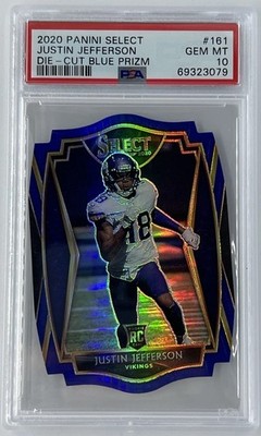 2020 Panini Select Premier Level Justin Jefferson #161 Blue Prizm Die ...