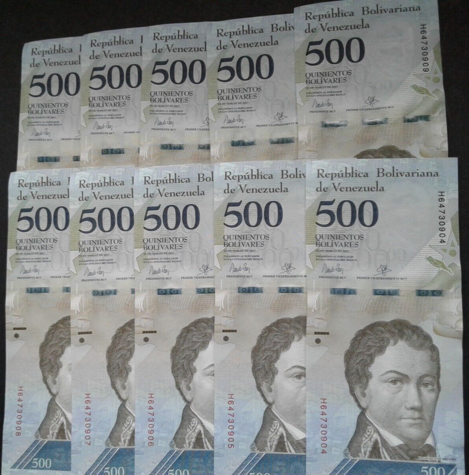 10 PCS Venezuela 500 Bolivars Paper Money Currency Set. Venezuelan Bill ...