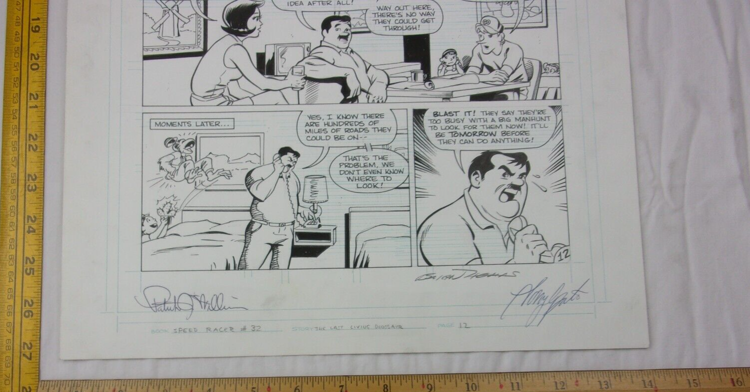 SPEED RACER 1980s ORIGINAL comic book art SIGNED #32 p 12 RARE Spritle ...
