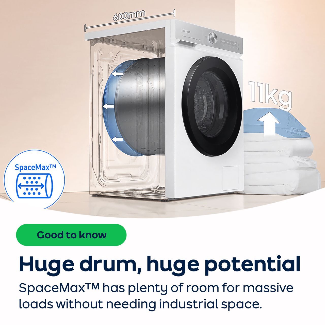 Samsung Bespoke AI Series 5+ WW11BBA046ABEU SpaceMax Washing Machine ...