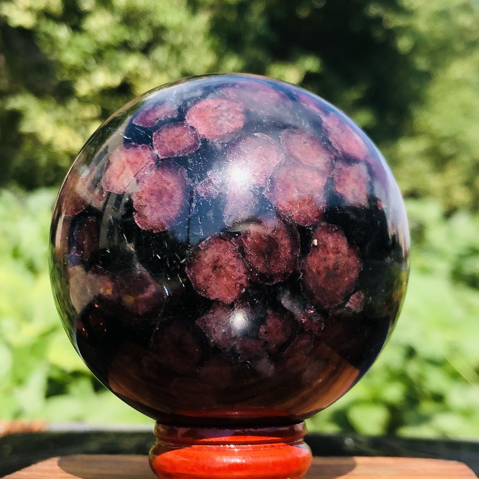 482g Natural Firework red garnet quartz polished sphere crystal ball ...